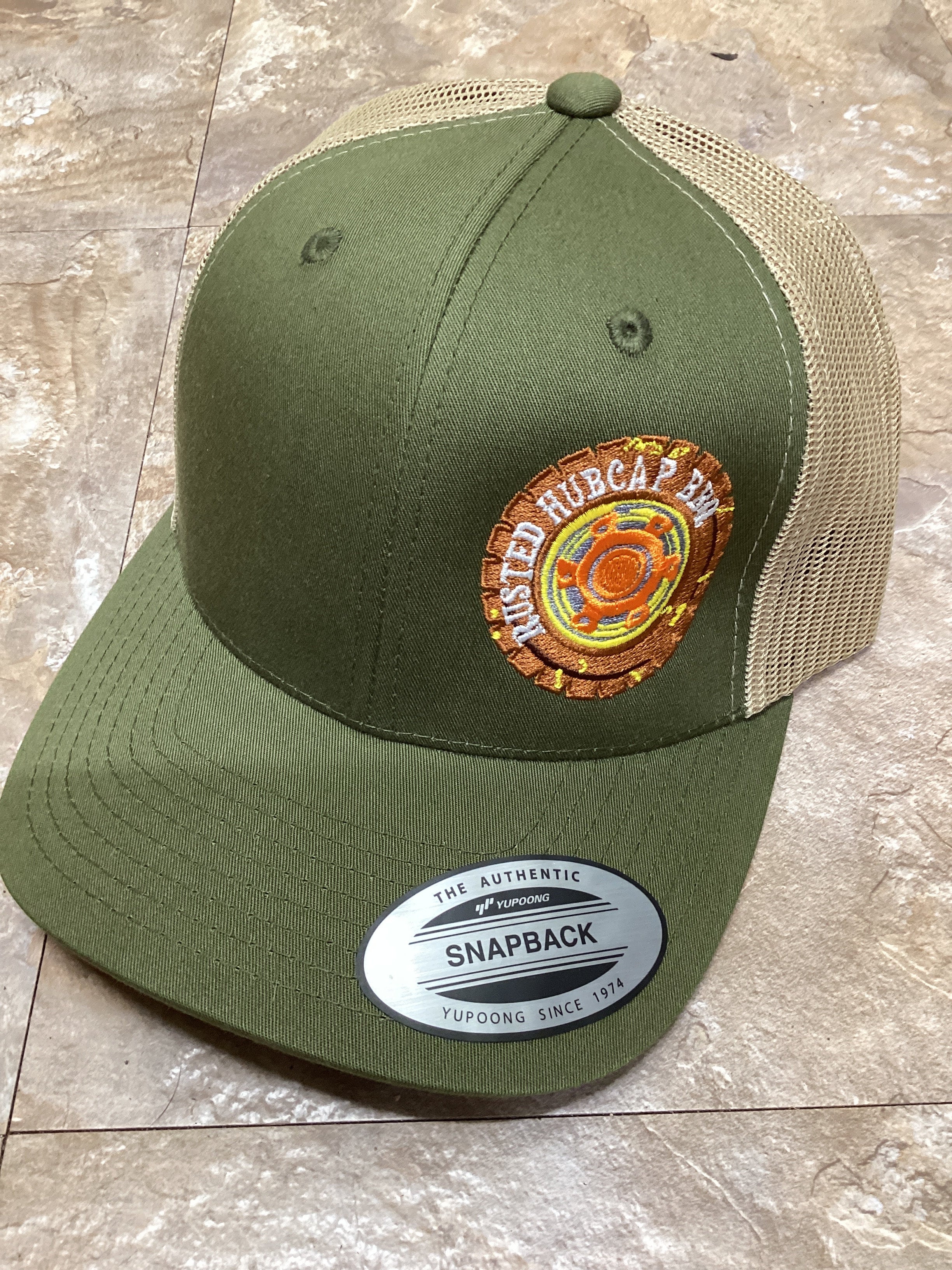 Olive SnapBack Hat | Rusted Hubcap BBQ LLC